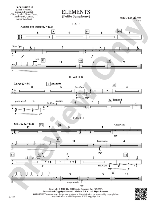 Elements (Petite Symphony): Percussion 2: Percussion 2 Part: Brian Balmages - Digital Sheet ...