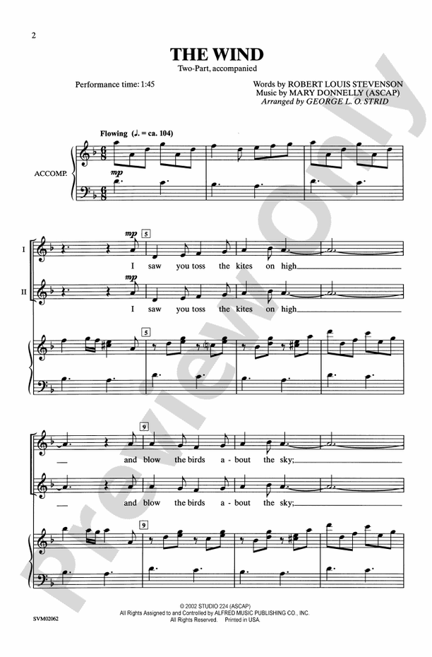 The Wind: 2-Part Choral Octavo: Mary Donnelly - Digital Sheet Music ...