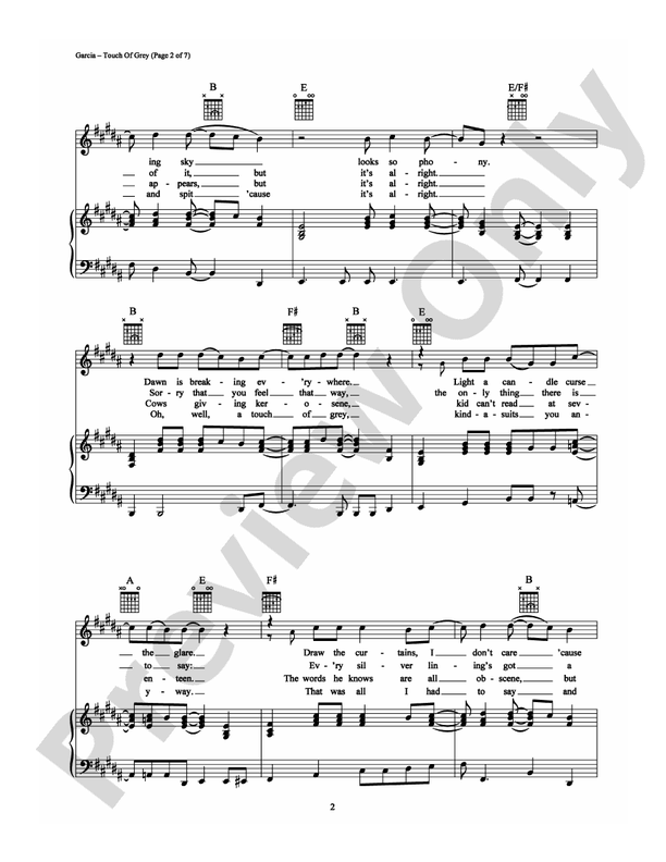 Touch of Grey: Piano/Vocal/Chords: Grateful Dead - Digital Sheet Music ...