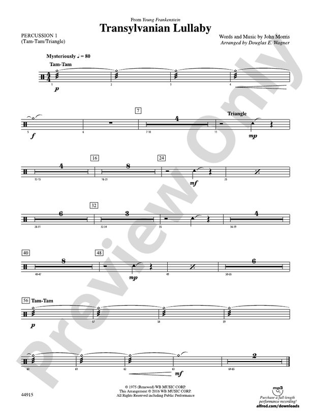 Transylvanian Lullaby: 1st Percussion: 1st Percussion Part - Digital ...