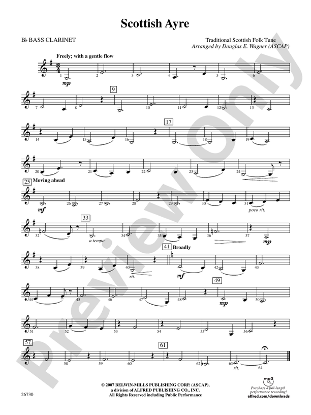 Scottish Ayre: B-flat Bass Clarinet: B-flat Bass Clarinet Part ...