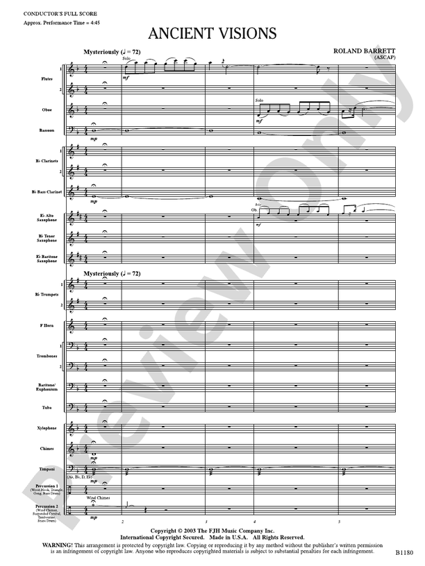 Ancient Visions: Score: Concert Band Score: Roland Barrett - Digital ...