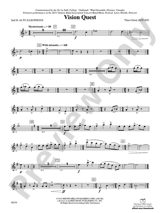 Vision Quest: 2nd E-flat Alto Saxophone: 2nd E-flat Alto Saxophone Part ...