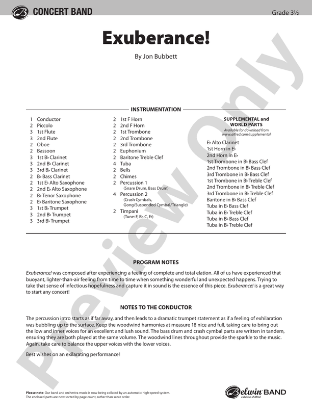 Exuberance!: Score: Concert Band Score - Digital Sheet Music Download