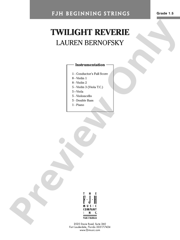 Twilight Reverie: String Orchestra Conductor Score & Parts: Lauren ...