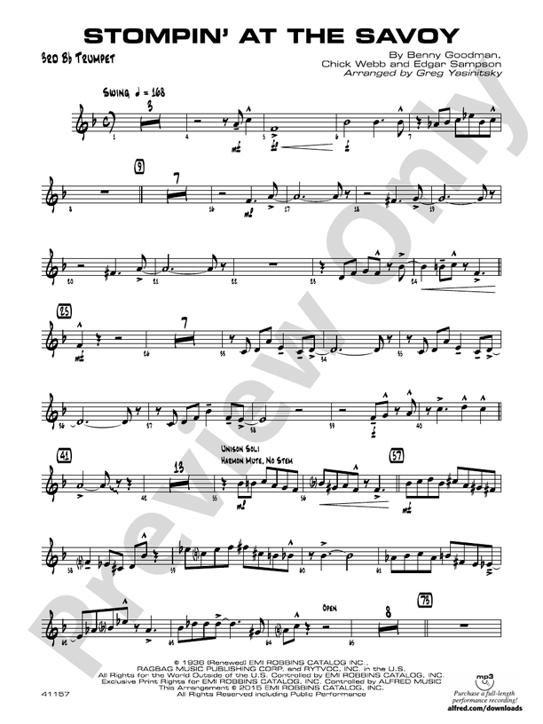 Stompin' at the Savoy: 3rd B-flat Trumpet: 3rd B-flat Trumpet Part - Digital Sheet Music Download