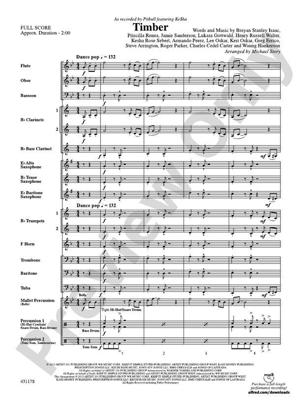 Timber: Score: Concert Band Score - Digital Sheet Music Download