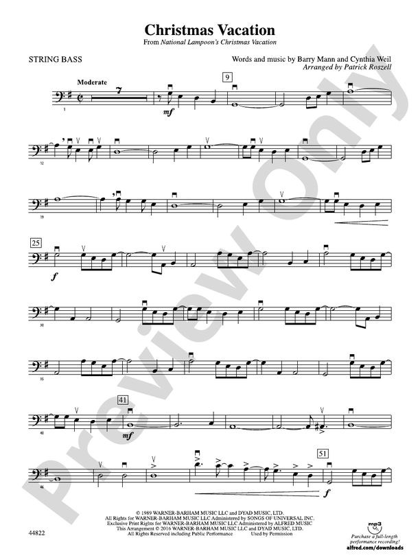 Christmas Vacation: String Bass: String Bass Part - Digital Sheet Music ...