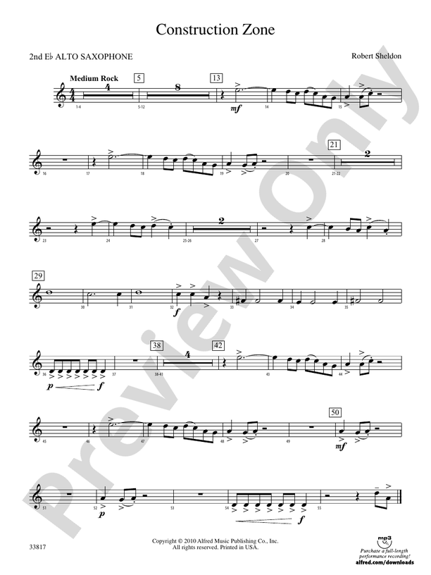 Construction Zone: 2nd E-flat Alto Saxophone: 2nd E-flat Alto Saxophone Part - Digital Sheet ...