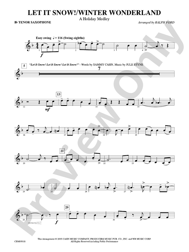 Let It Snow! / Winter Wonderland: B-flat Tenor Saxophone: B-flat Tenor ...