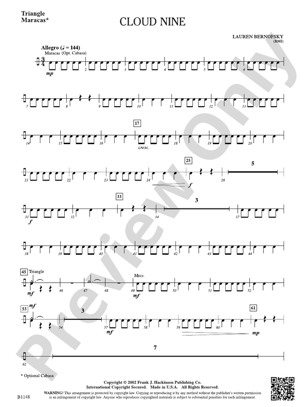 Cloud Nine: Triangle/Maracas (Opt. Cabasa): Triangle/Maracas (Opt ...