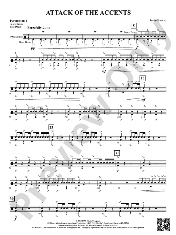 Attack of the Accents: 1st Percussion: 1st Percussion Part: Justin ...