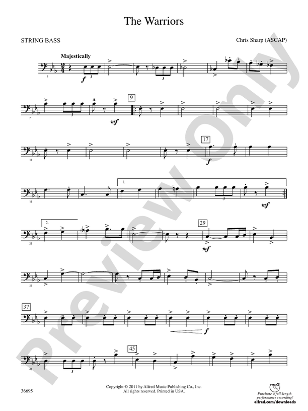 The Warriors: (wp) String Bass: (wp) String Bass World Part - Digital Sheet Music Download