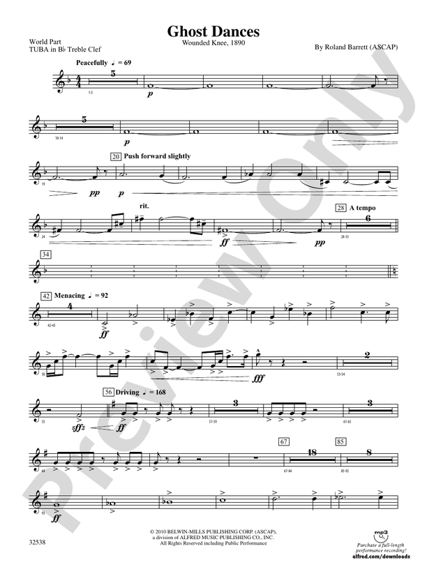 Ghost Dances: (wp) B-flat Tuba T.C.: (wp) B-flat Tuba T.C. World Part - Digital Sheet Music Download