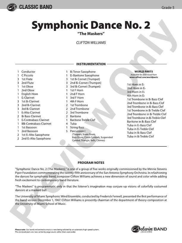 Symphonic Dance No. 2: Score: Concert Band Score - Digital Sheet Music ...