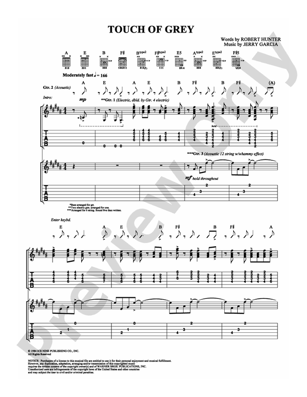Touch of Grey: Guitar TAB: Grateful Dead - Digital Sheet Music Download