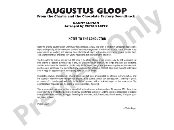 Augustus Gloop: Score: Jazz Ensemble Score - Digital Sheet Music Download