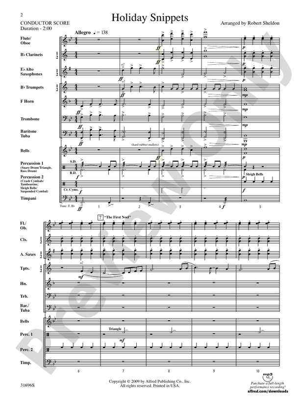 Holiday Snippets: Score: Concert Band Score - Digital Sheet Music Download