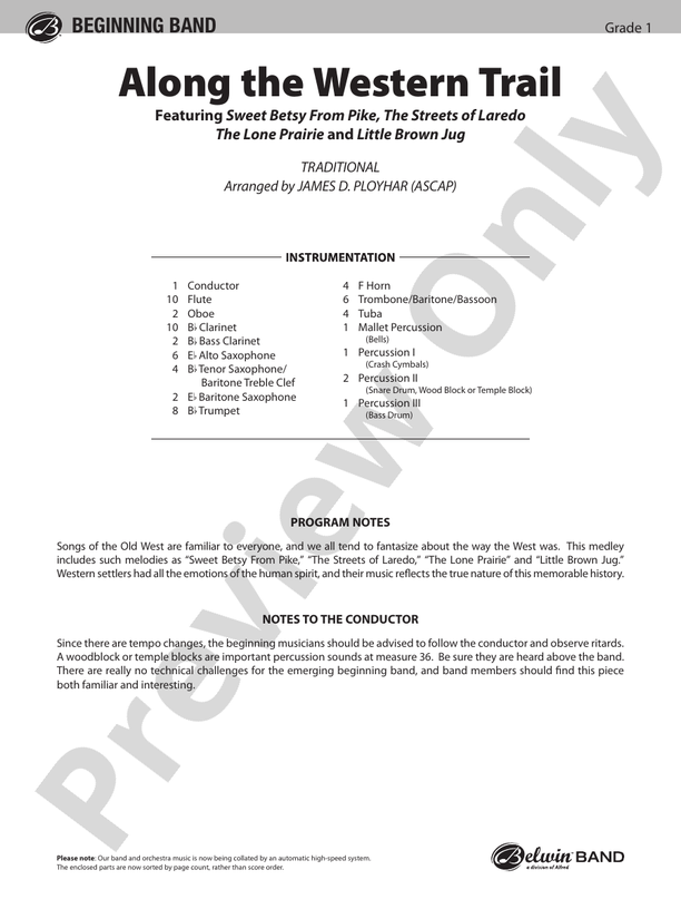 Along the Western Trail: Concert Band Conductor Score & Parts - Digital ...