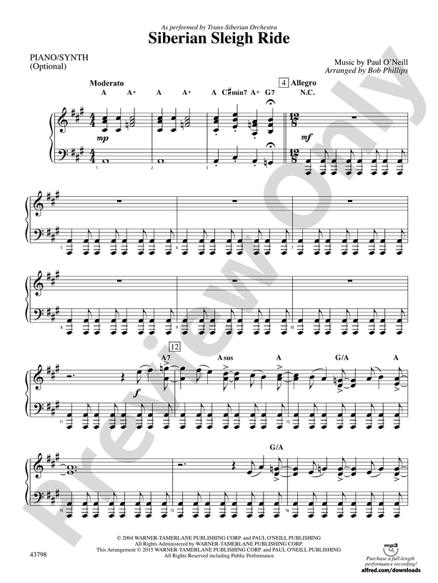 Siberian Sleigh Ride: Piano Accompaniment: Piano Accompaniment Part ...