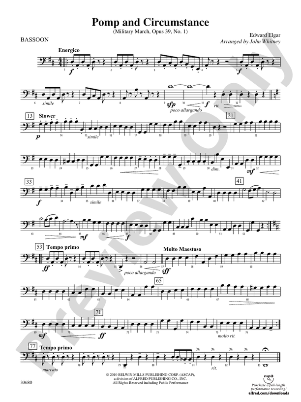Pomp and Circumstance: Bassoon: Bassoon Part - Digital Sheet Music Download