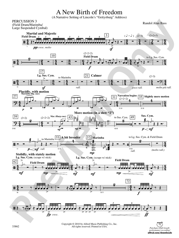 A New Birth of Freedom: 3rd Percussion: 3rd Percussion Part - Digital ...