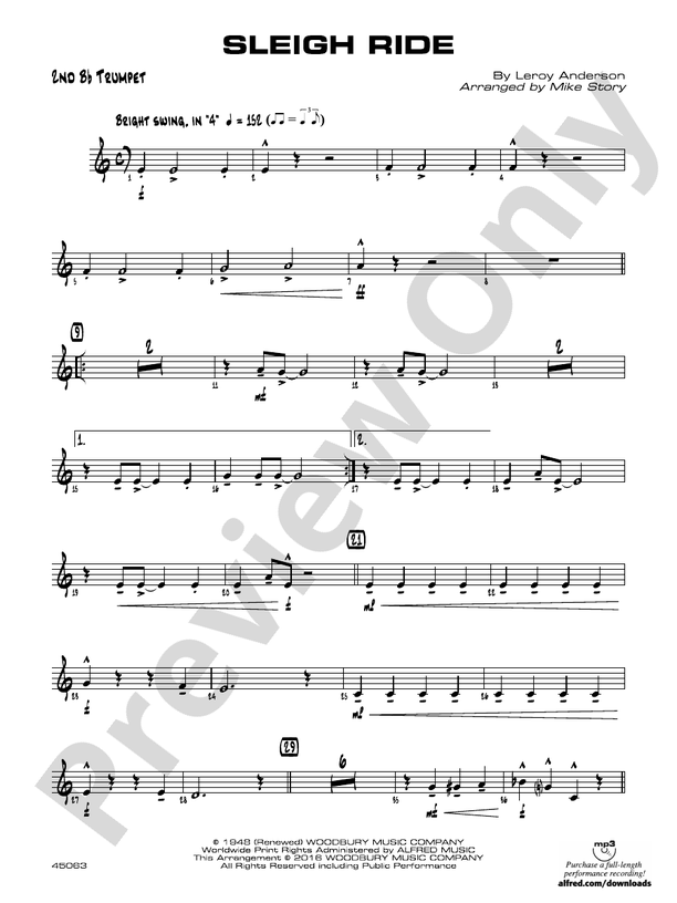 Sleigh Ride: 2nd B-flat Trumpet: 2nd B-flat Trumpet Part - Digital ...