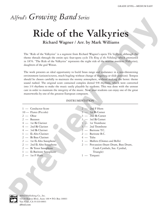 Ride of the Valkyries: Concert Band Conductor Score & Parts: Richard ...