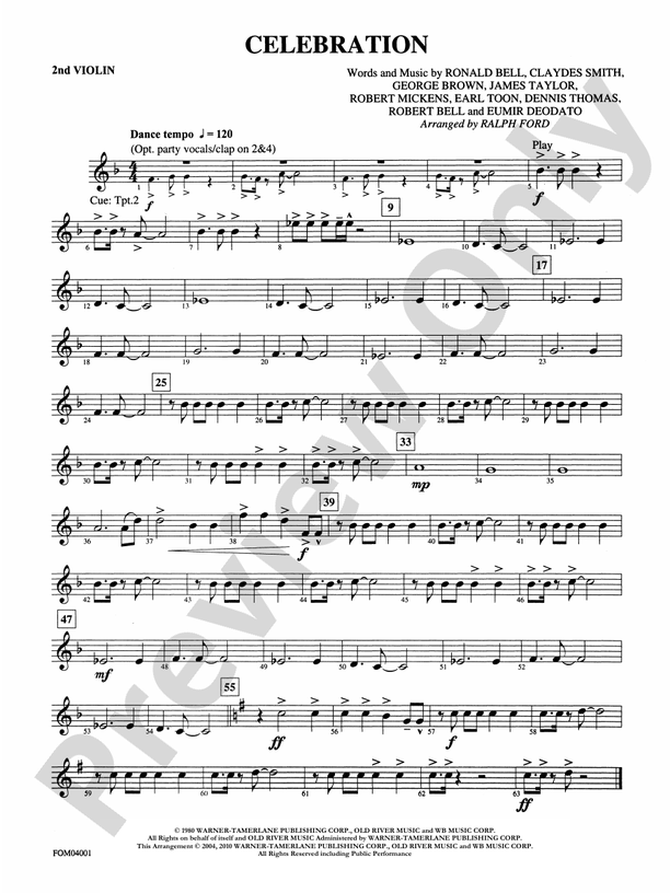 Celebration: 2nd Violin: 2nd Violin Part - Digital Sheet Music Download