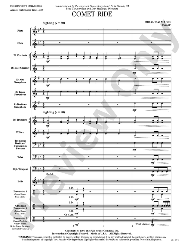 Comet Ride: Concert Band Conductor Score & Parts: Brian Balmages ...