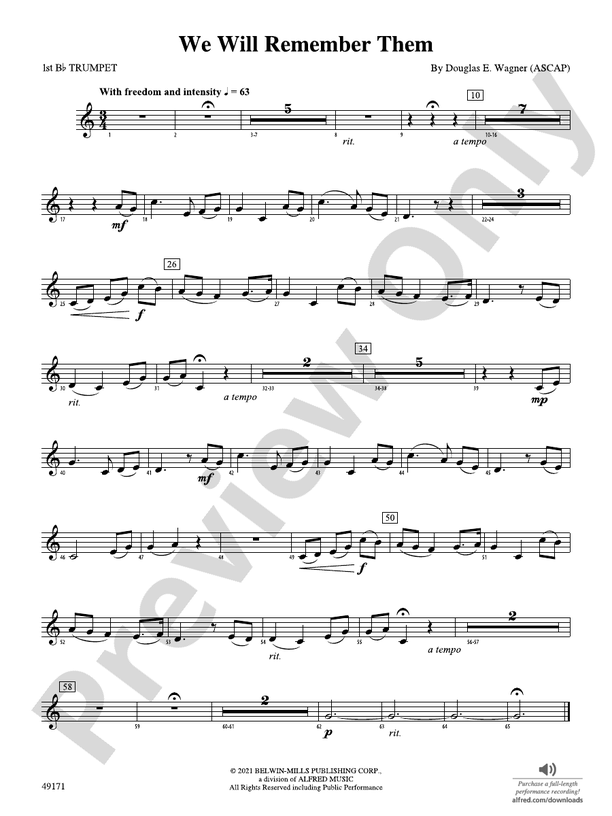 We Will Remember Them: 1st B-flat Trumpet: 1st B-flat Trumpet Part ...