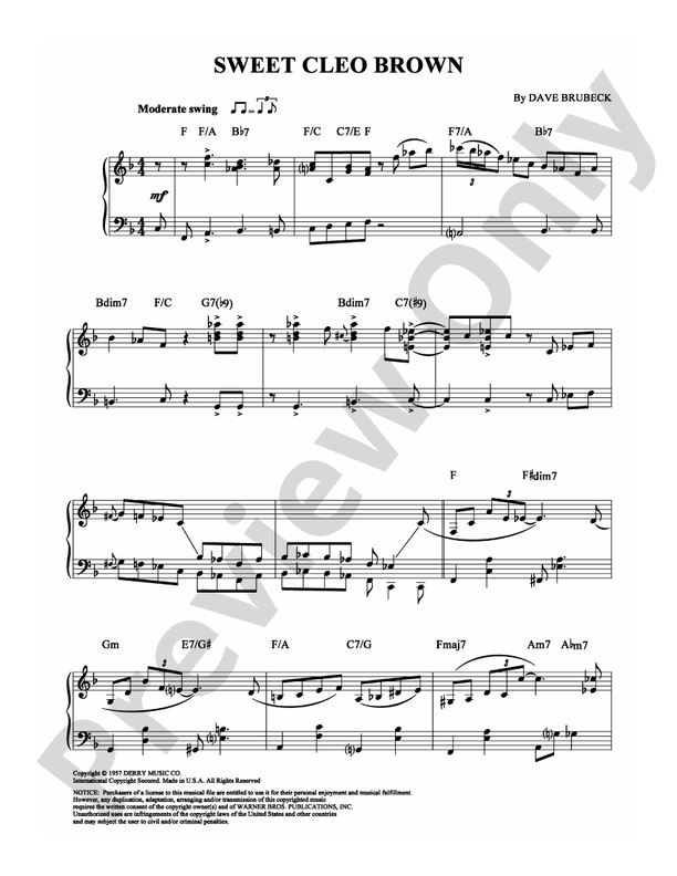 Sweet Cleo Brown: Piano: Dave Brubeck - Digital Sheet Music Download
