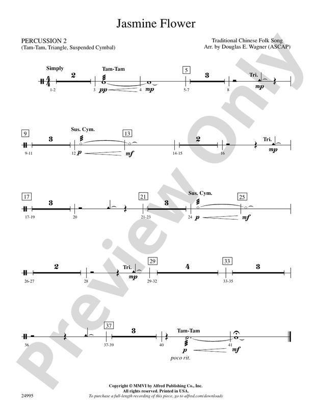 Jasmine Flower: 2nd Percussion: 2nd Percussion Part - Digital Sheet ...