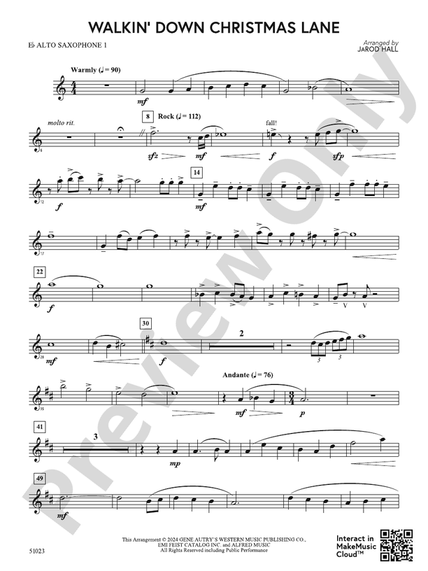 Walkin' Down Christmas Lane: E-flat Alto Saxophone: E-flat Alto Saxophone Part - Digital Sheet ...