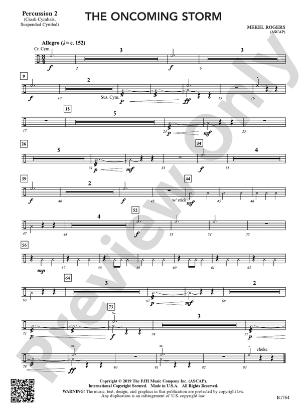 The Oncoming Storm: Percussion 2: Percussion 2 Part: Mekel Rogers - Digital Sheet Music Download