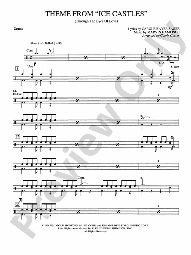 Ice Castles, Theme from (Through the Eyes of Love): Drums: Drums Part - Digital Sheet Music Download