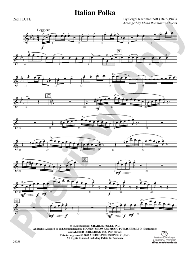 Italian Polka: 2nd Flute: 2nd Flute Part - Digital Sheet Music Download