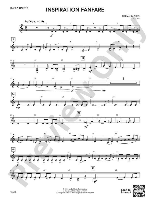Inspiration Fanfare: 2nd B-flat Clarinet: 2nd B-flat Clarinet Part ...