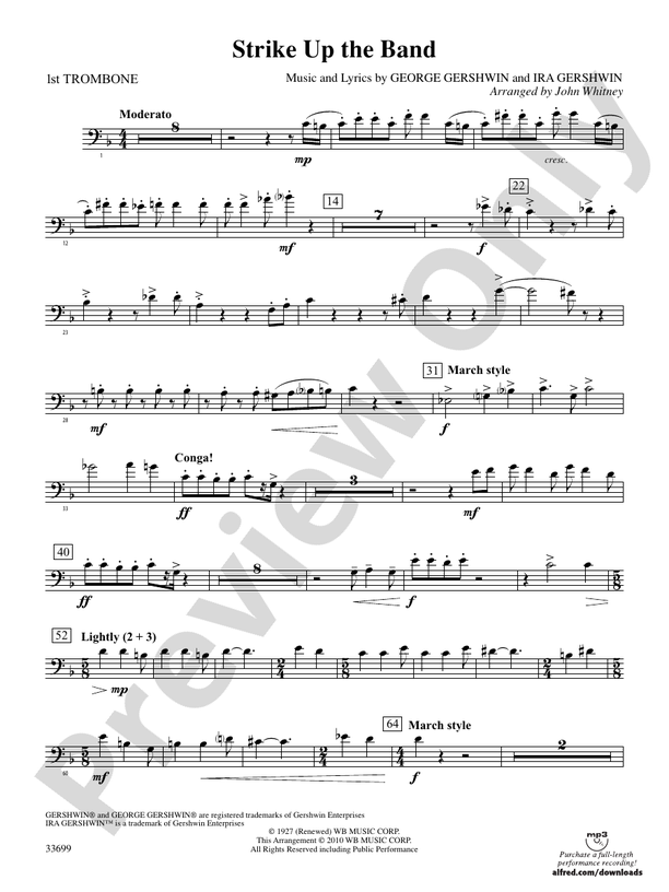 Strike Up the Band: 1st Trombone: 1st Trombone Part - Digital Sheet ...