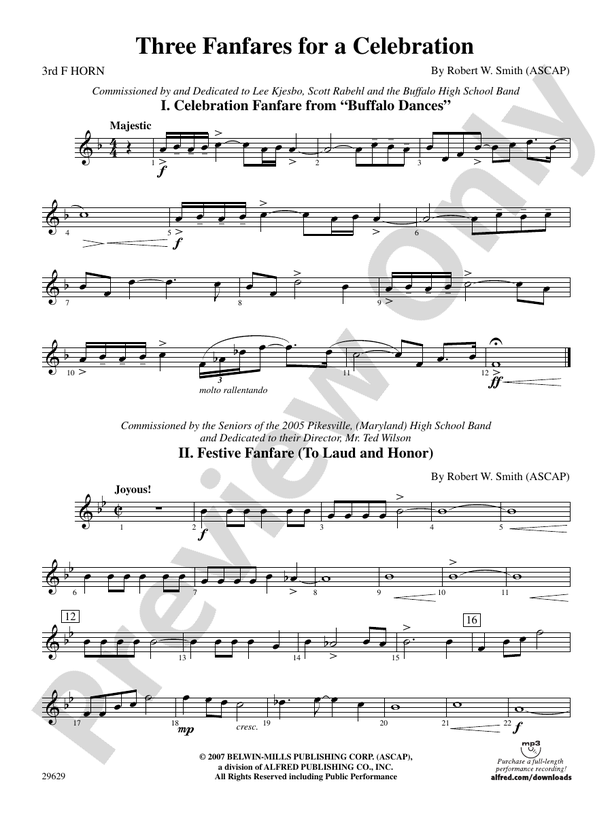 Three Fanfares for a Celebration: 3rd F Horn: 3rd F Horn Part - Digital ...