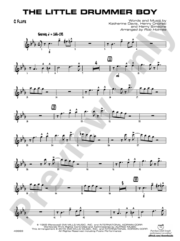 The Little Drummer Boy: Flute: Flute Part - Digital Sheet Music Download