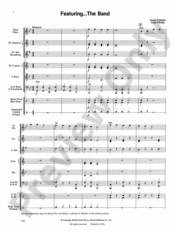 Featuring the Band: Concert Band Conductor Score & Parts: Sandy ...