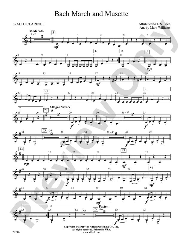 Bach March and Musette: E-flat Alto Clarinet: E-flat Alto Clarinet Part ...