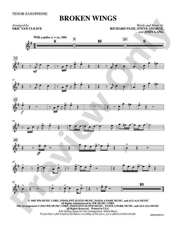Broken Wings: Tenor Saxophone: Tenor Saxophone Part - Digital Sheet ...