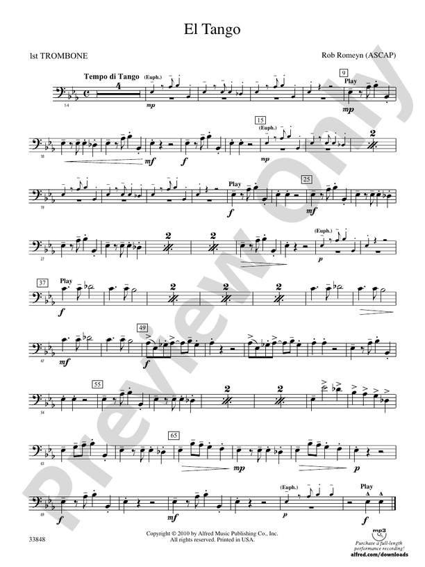 El Tango: 1st Trombone: 1st Trombone Part - Digital Sheet Music Download