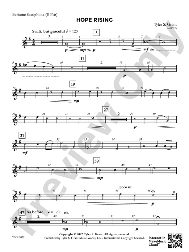 Hope Rising: E-flat Baritone Saxophone: E-flat Baritone Saxophone Part ...