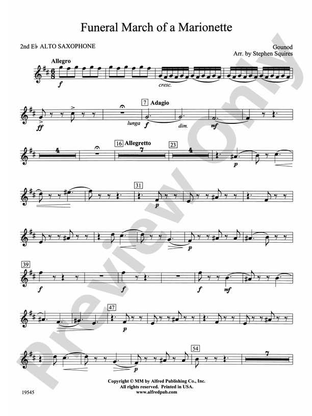 Funeral March of a Marionette: 2nd E-flat Alto Saxophone: 2nd E-flat ...