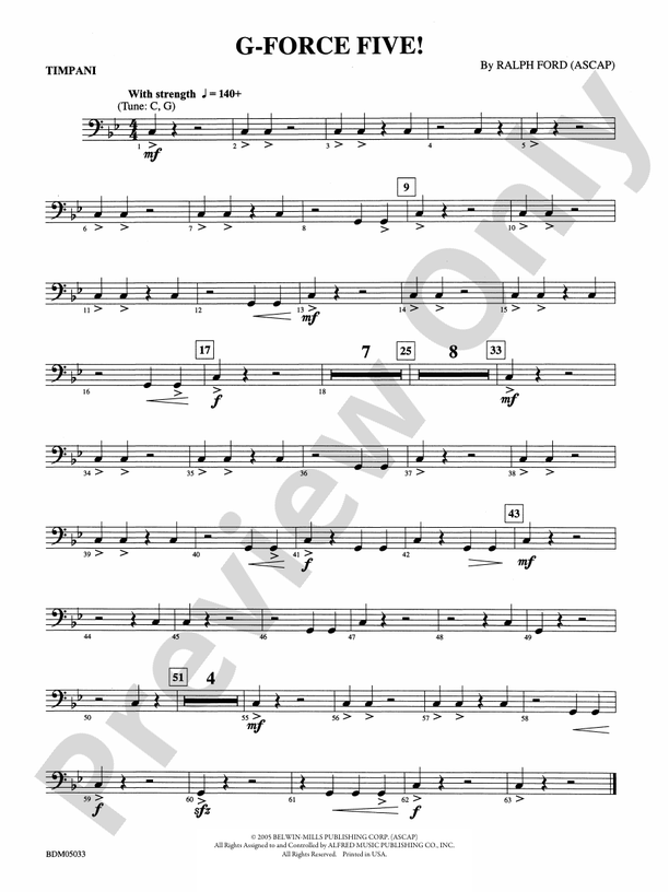 G-Force Five!: Timpani: Timpani Part - Digital Sheet Music Download