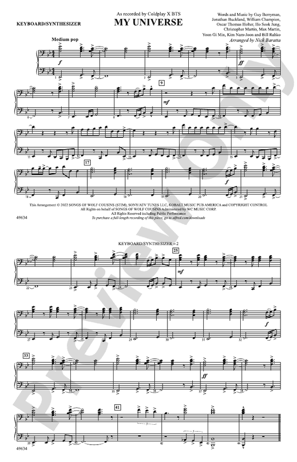 My Universe: Piano Accompaniment: Piano Accompaniment Part - Digital ...