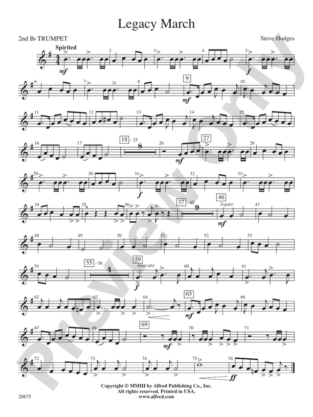 Legacy March: 2nd B-flat Trumpet: 2nd B-flat Trumpet Part - Digital ...